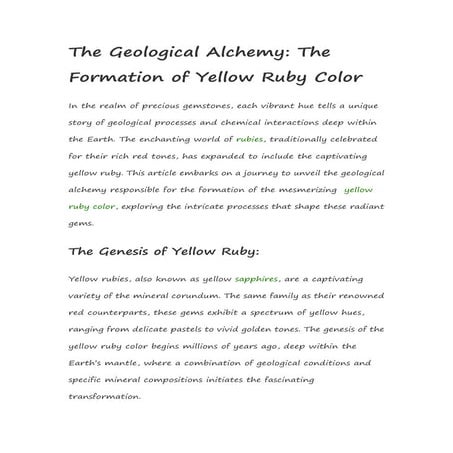 The Geological Alchemy: The Formation of Yellow Ruby Color | PDF
