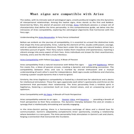 What signs are compatible with Aries | DOCX | Dating | Family and ...