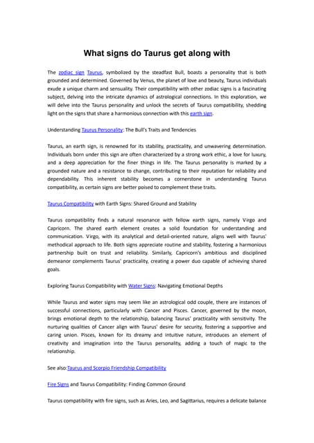 What is taurus compatible with | PDF