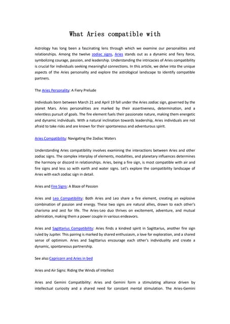 Aries zodiac matches best with | PDF