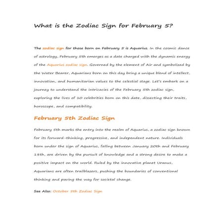 What is the Zodiac Sign for February 5? | DOC