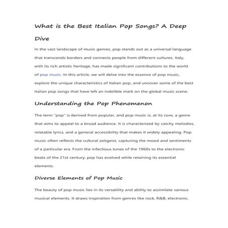 What is the Best Italian Pop Songs? A Deep Dive | DOC | World ...