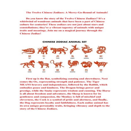 The Twelve Chinese Zodiacs: A Merry-Go-Round of Animals!.docx | Dogs | Pets