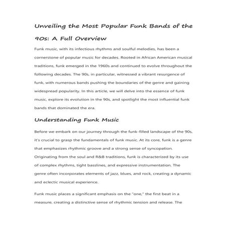 Unveiling the Most Popular Funk Bands of the 90s: A Full Overview | DOC