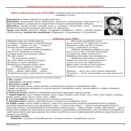 М Вінграновський Аналіз віршів 5 клас Pdf