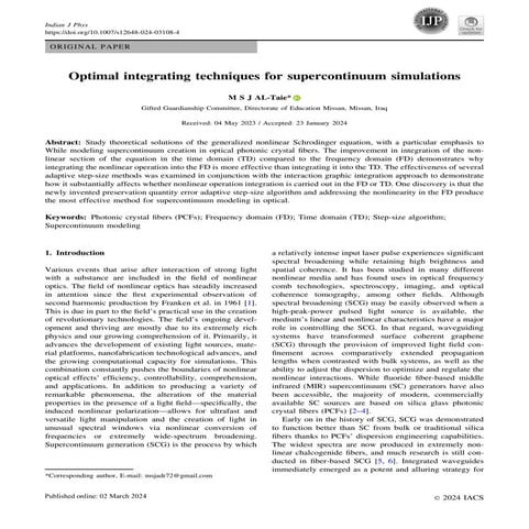 Optimal integrating techniques for supercontinuum simulations | PDF