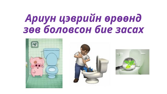 Ариун цэврийн өрөөнд зөв боловсон бие засах сургалт Pptx