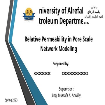 Relative Permeability In Pore Scale Network Modeling Ppt