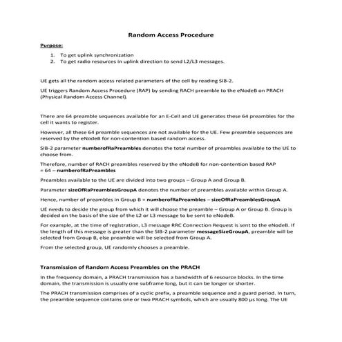5G PRACH Document-KPIs Improvemnt and understanding | PDF