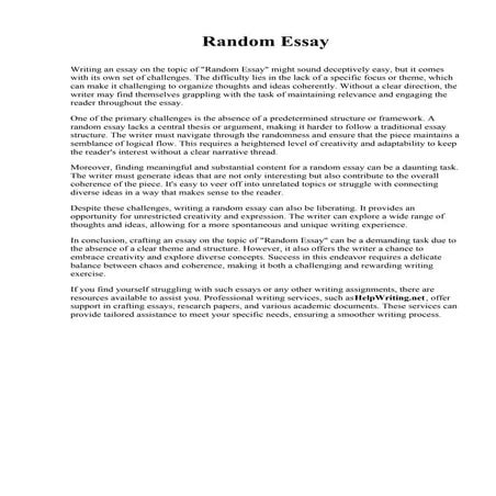 Random Essay.pdf | Homework and Study | Education