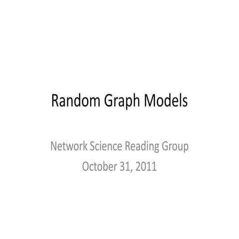 Random graph models | PPT