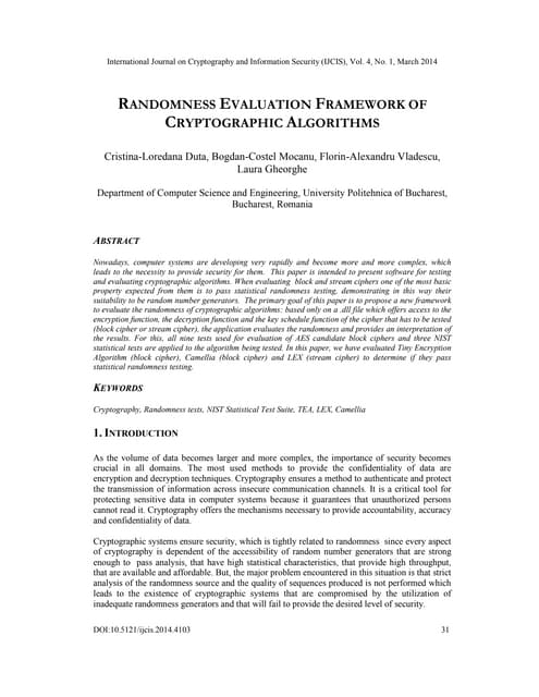 Randomness evaluation framework of cryptographic algorithms | PDF Randomness evaluation framework of cryptographic algorithms | PDF