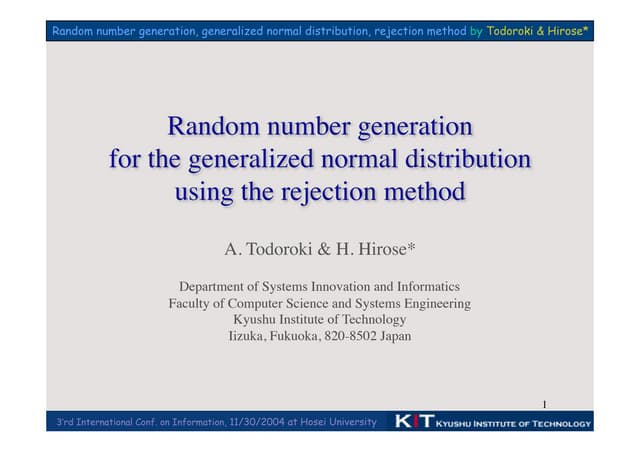 Random Number Generation For The Generalized Normal Distribution Using