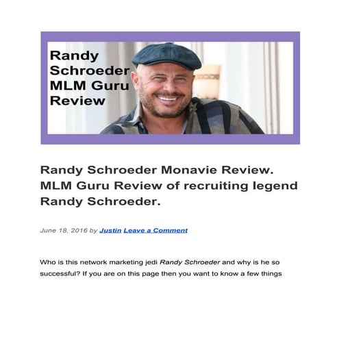 Randy Schroeder Monavie Review. | PDF