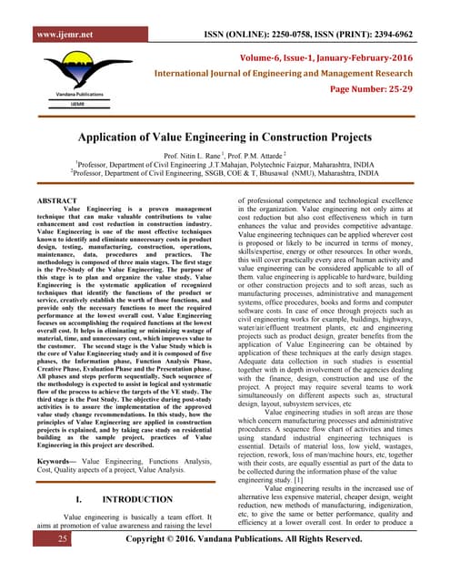 Concept of Value Engineering with Case Study | PDF