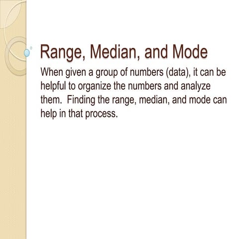 Range, median, and mode | PPT