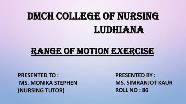Exercise & range of motion exercise | PPTX