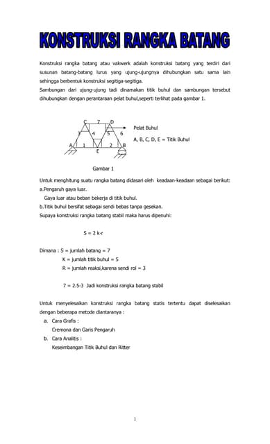 Menggambar diagram cremona rangka batang statis | PDF