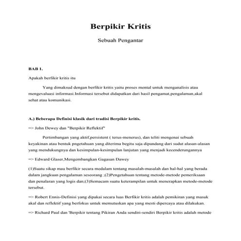 Rangkuman berpikir kritis | PDF