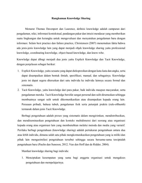 Contoh penerapan konsep seci pada knowledge sharing | PDF
