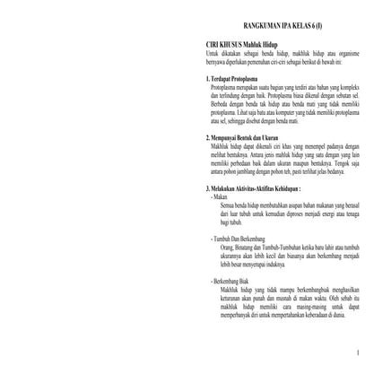 Rangkuman+materi+ipa+kelas+6+sd | PDF
