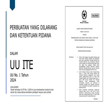 Rangkuman Perbuatan Yang Dilarang dan Ketentuan Pidana - Revisi UU ITE 2024.pptx