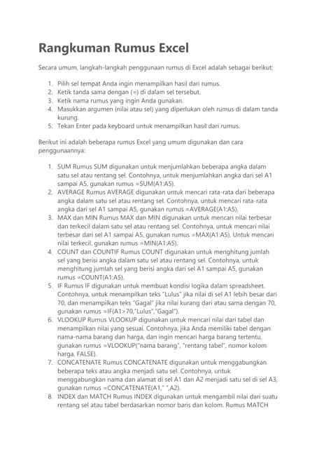 Rumus formuka dan fungsi Excel | PPTX