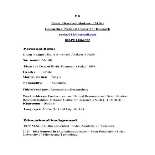 Rania CV | PDF