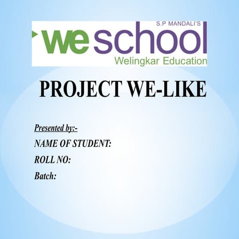 RANJEET WELIKE PROJECT.welingkar institution of mumbai | PPT