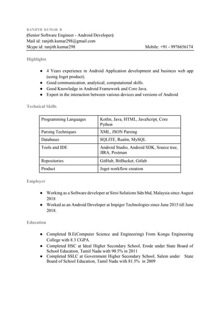 Senthil Resume | PDF | Computer Software and Applications | Computing