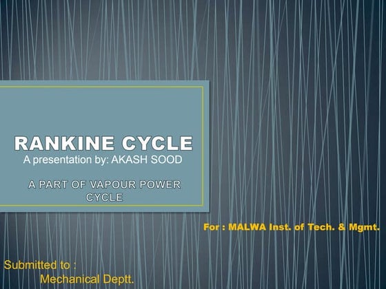 Regenerative rankine cycle - Complete Overview | PPT