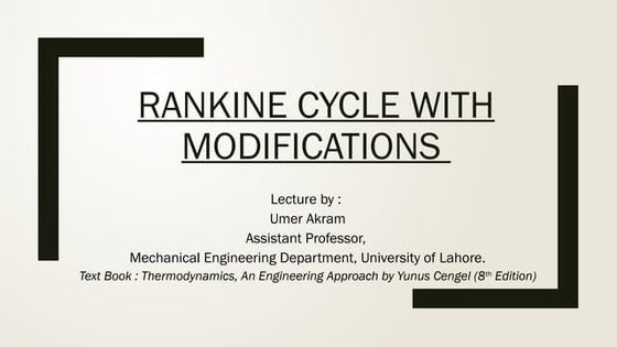 Regenerative rankine cycle - Complete Overview | PPT