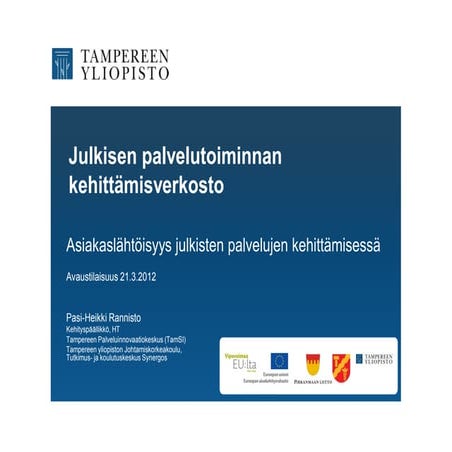 Palveluiden yhdessä tuottamisen malli | PDF