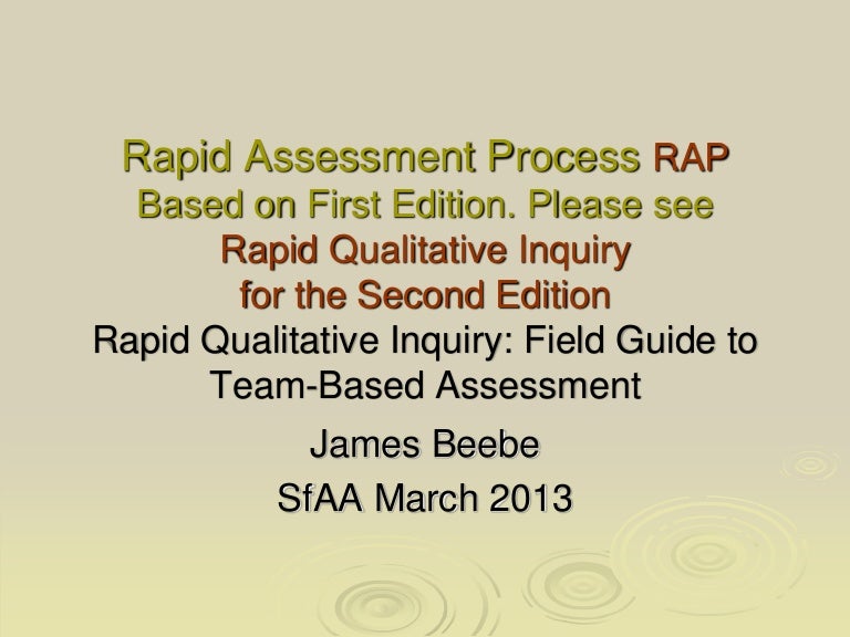 Rapid Assessment Process 1st Edition rapid-assessment-process-1st-edition