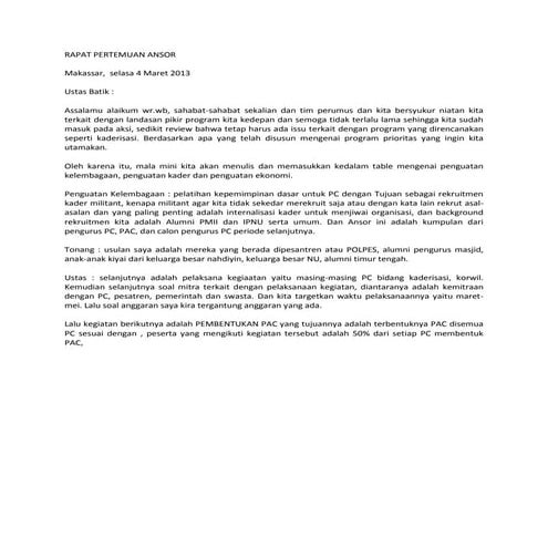 Rapat pertemuan ansor | DOCX