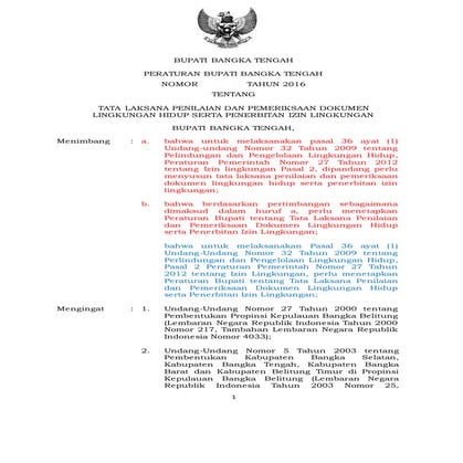 Draft Raperbup penilaian dokumen lingkungan dan izin lingkungan ...
