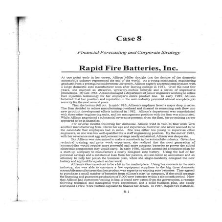 Case 8 Solution of Rapid Fire Battery