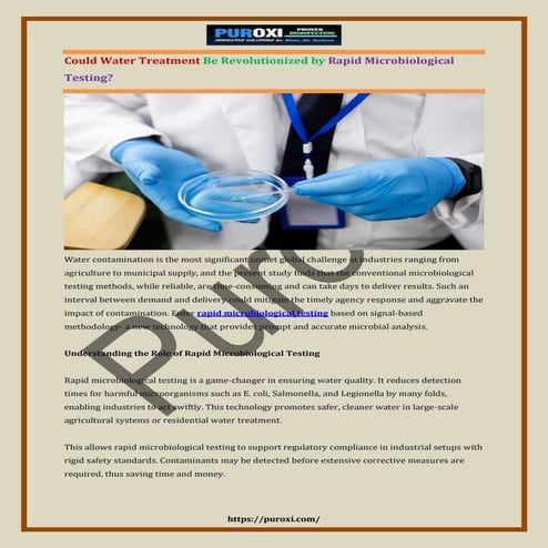 Could Water Treatment Be Revolutionized by Rapid Microbiological ...