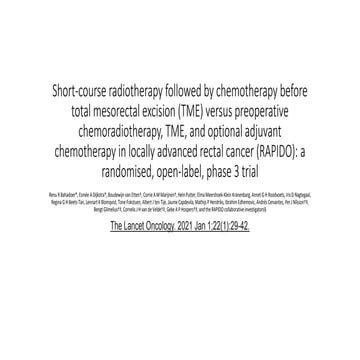 Rapido trial on total neoadjuvant in adeno CA | PPTX