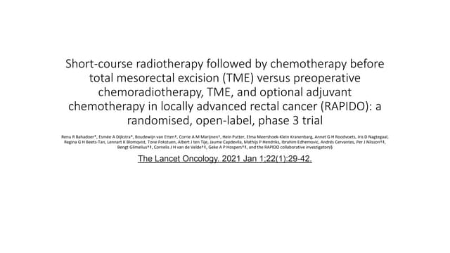 JOURNAL CLUB DISCUSSION ON PRODIGE 23 TRIAL.pptx | Cancer | Diseases ...