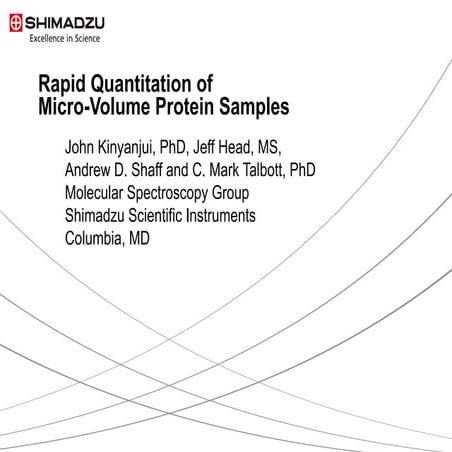 Rapid Quantitation of Micro-Volume Protein Samples | PDF