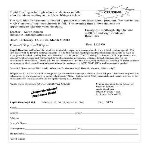 Rapid Reading Spring 2013 | PDF