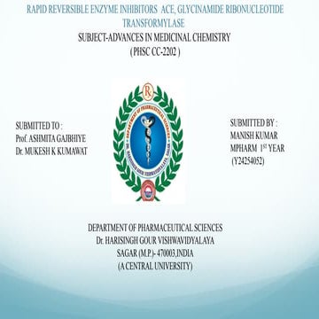 RAPID REVERSIBLE ENZYME INHIBITORS ACE, GLYCINAMIDE RIBONUCLEOTIDE ...