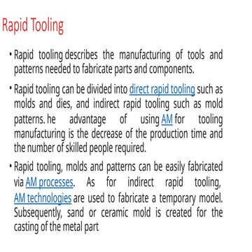 Rapid Tooling for Additive Manufacturing | PPTX