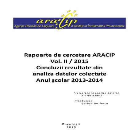 Rapoarte de cercetare aracip vol ii | PDF