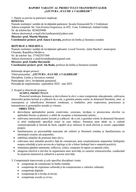 Proiect transfrontalier„Povestea are fir bogat”.. | PPT