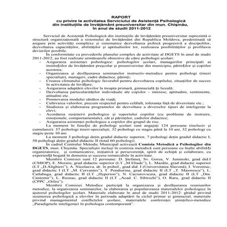 Raport psihologic | DOC