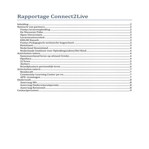 Rapportage Connect2Live 2012-2013 | PDF