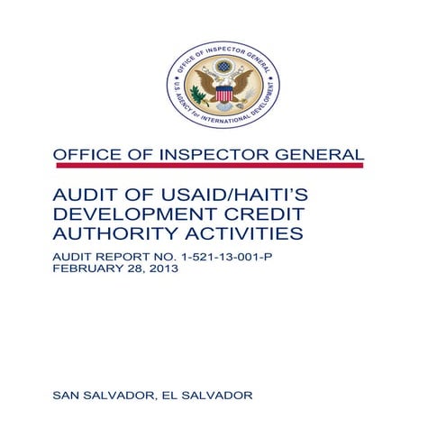AUDIT OF USAID/HAITI’S LOANS | PDF