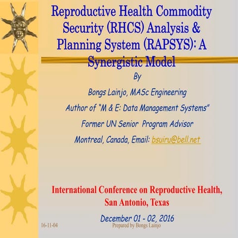 RH COMMODITY SECURITY AND PLANNING SYSTEM (RAPSYS): A SYNERGISTIC MODEL ...